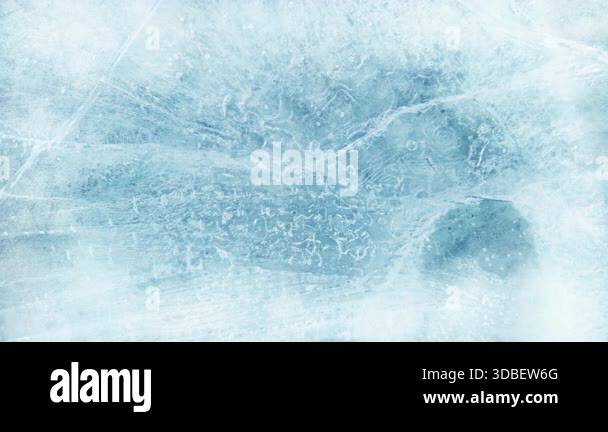 Super Slow Motion Shot of Freezing Ice Texture and Gently Flowing Cold ...