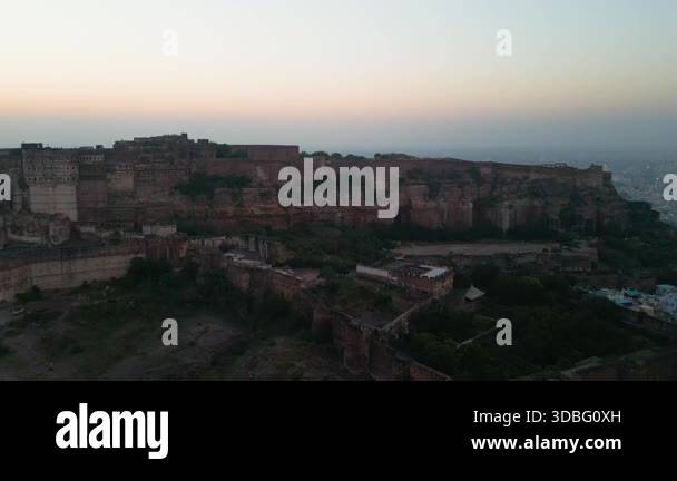 Aerial view of Mehrangarh Fort, This is a large, historic hilltop fort ...