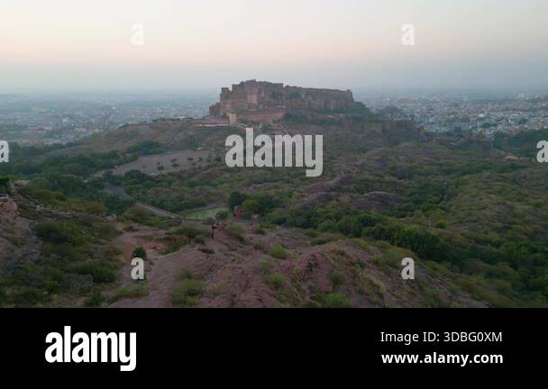 Aerial view of Mehrangarh Fort, This is a large, historic hilltop fort ...