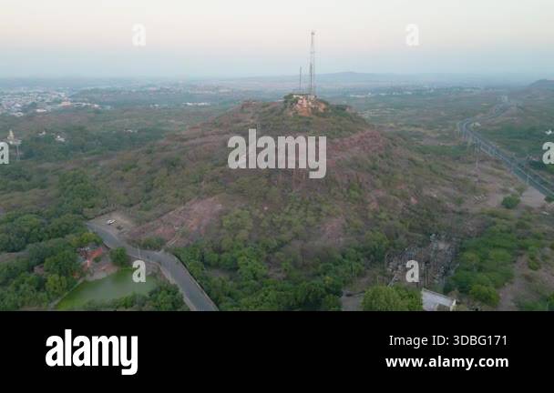 Aerial view of Mehrangarh Fort, This is a large, historic hilltop fort ...