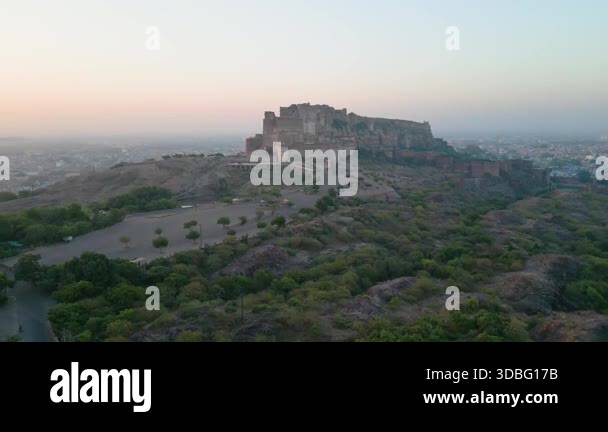 Aerial view of Mehrangarh Fort, This is a large, historic hilltop fort ...