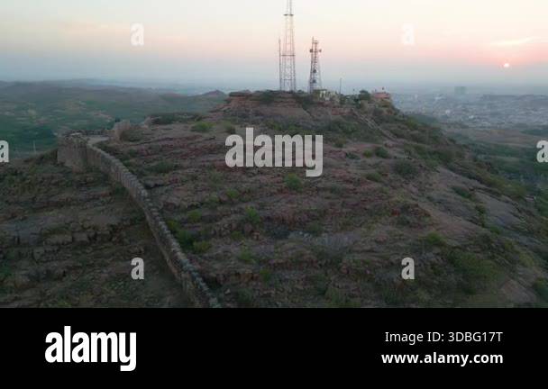 Aerial view of Mehrangarh Fort, This is a large, historic hilltop fort ...
