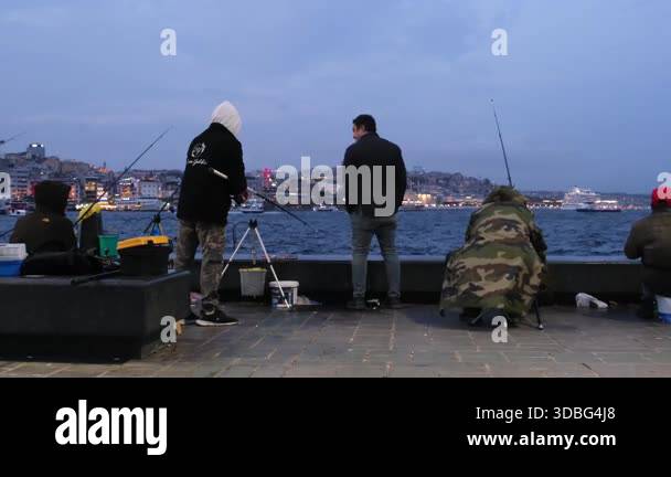 Istanbul, Turkey, 10.17.2025; Istanbul Evening Fishing on Eminn Shore ...