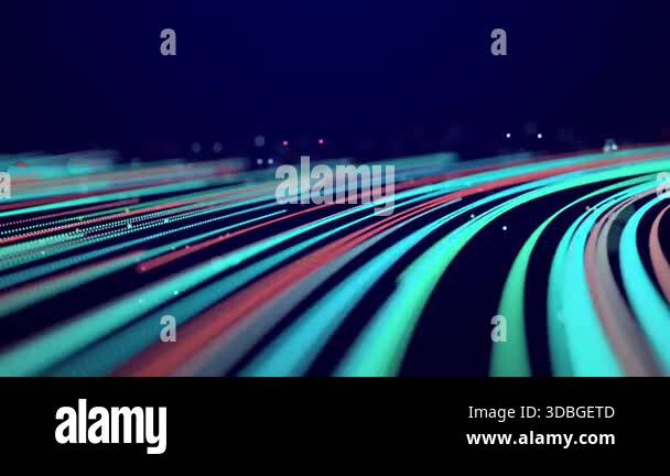 Digital information space background. Flow of moving particles. Big ...