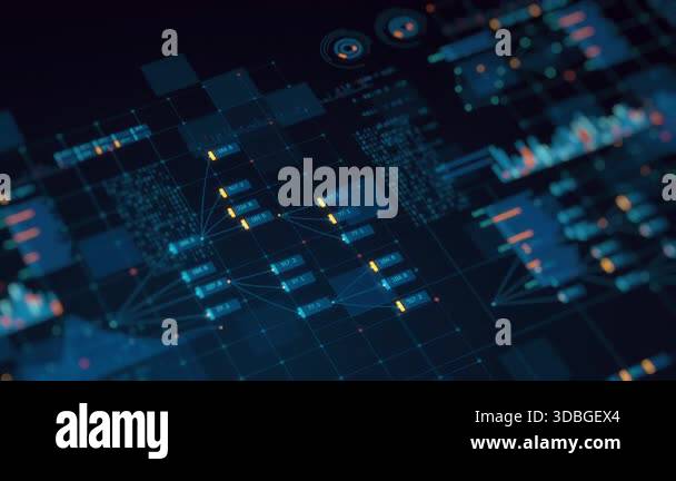 3D render: Abstract financial data visualization background. Digital ...