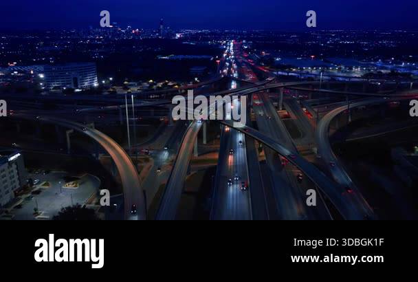 Complex road intersection with hectic traffic. Drone footage over the ...