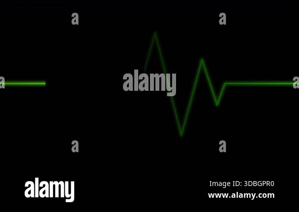 Vibrant green pulsating line on a black monitor screen, depicting a ...