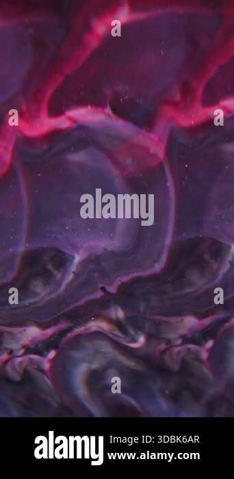 Vertical video. Optical effect paint. Art fluid blur. Red purple black ...