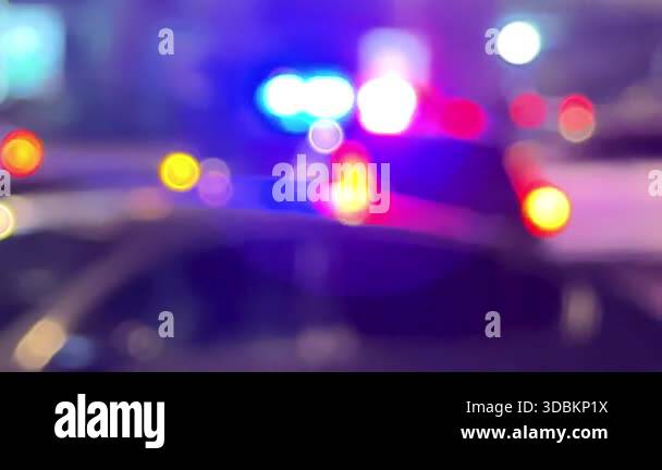 Police lights in blur, accident with police, blurred frame with a ...