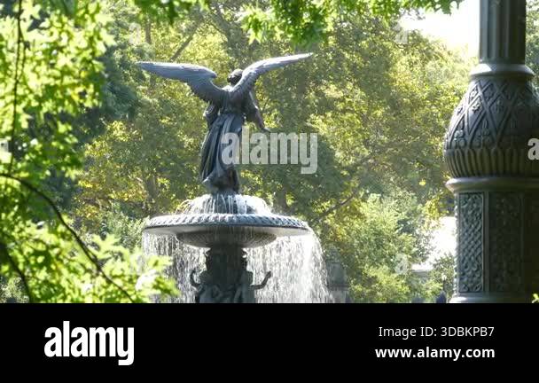 New York City Central Park Bethesda Fountain, angel statue by Bethesda ...