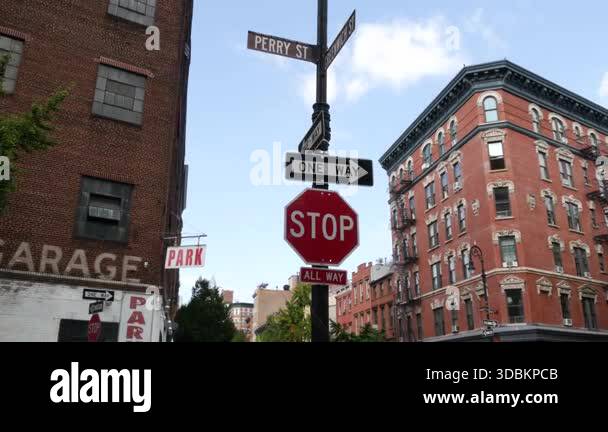 New York City Greenwich and Perry street corner, sign in Manhattan West ...