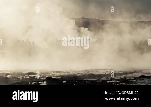 People walking through smoke, silhouettes of people in the polluted ...
