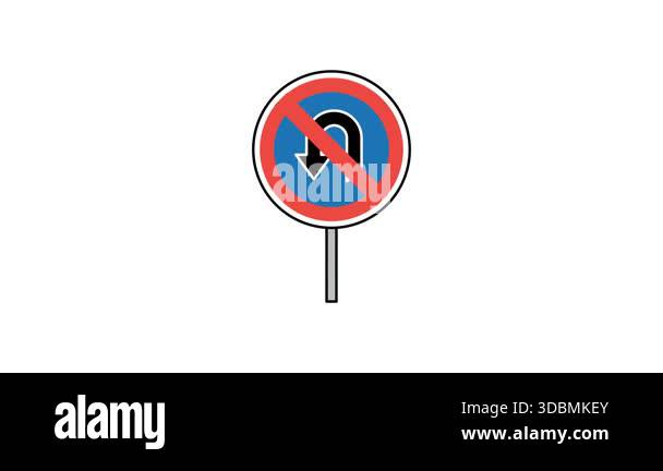 Minimalist road safety animation depicting bright blue background U ...