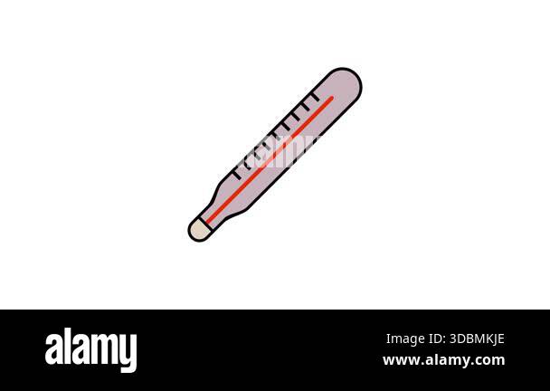 Detailed thermometer animation showing mercury-style temperature ...