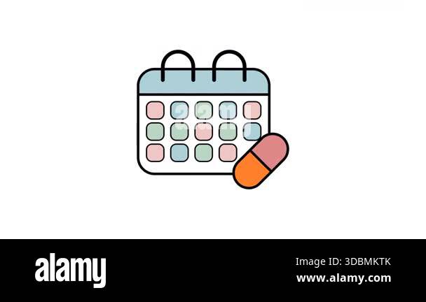 Healthcare reminder animation depicting a monthly pill-tracking ...