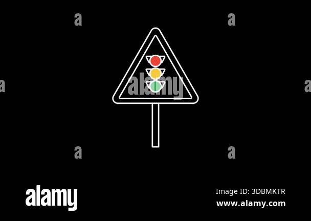 Traffic signal road sign animation illustration featuring colorful ...