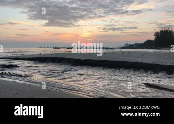 The atmosphere of Tuban beach, East Java, Indonesia in the morning ...