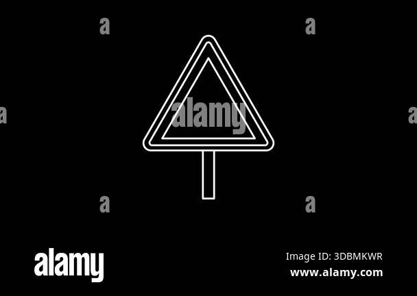 Blank hazard road sign animation graphic showing generic caution symbol ...