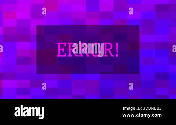Purple glitch error display with pixel distortion effects conveying ...