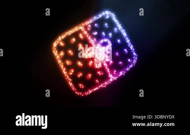 Colorful Neon Light Display of Dancing Cube Figure with Dynamic Light ...