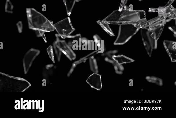 Glass shards exploding and scattering in ultra slow motion at 1000 fps ...