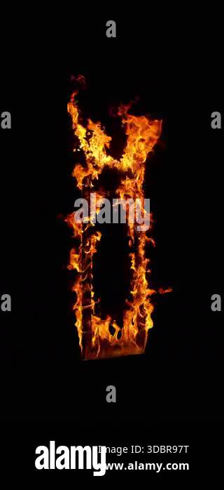 Shot of a burning wooden frame isolated on a black background. Intense ...