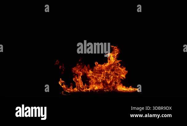 Realistic fire blast isolated on black background. Detailed fire ...