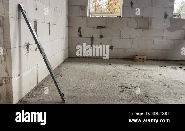 Rough Construction Site, Incomplete Room With Support Beams, Raw ...