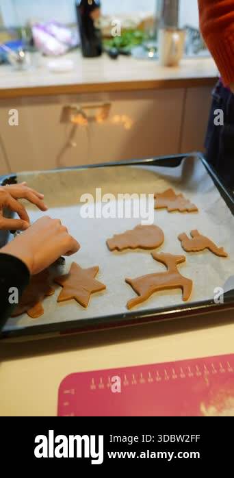 Placing Shaped Cookies On Baking Tray Lined With Parchment, Assorted ...