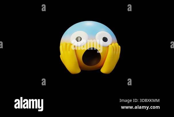3d Emoticon Screaming in Fear Face Yellow Ball Emoticon Emoji or Smiley ...