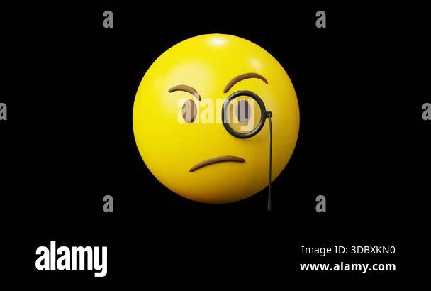3d Emoticon Monocle Gentleman face Yellow Ball Emoticon Emoji or Smiley ...