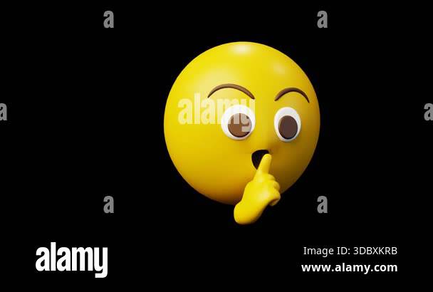3d Emoticon Please Keep Silent or Keep Quiet Yellow Ball Emoticon Emoji ...