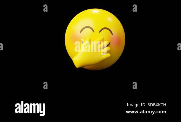 3d Emoticon Hiding Smile or Shy face Yellow Ball Emoticon Emoji or ...