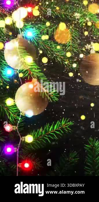 hanging balls with decorative ornaments, golden glitter bokeh lights ...