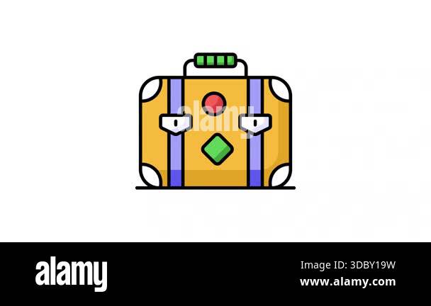 Carefully crafted icon animation design of luggage bag in trendy style ...