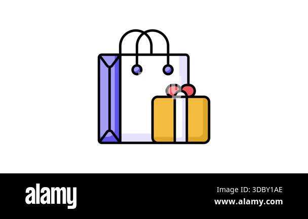 Gift hamper icon animation represent a decorative basket or box filled ...