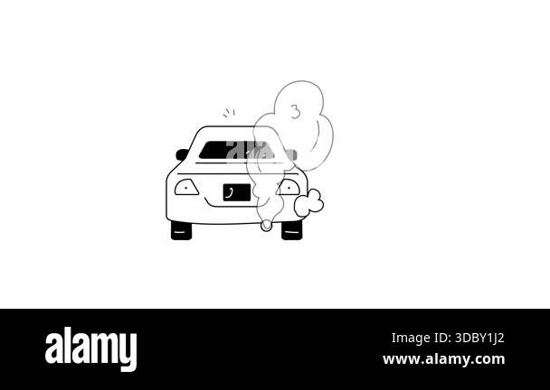 Car emitting smoke, illustrating vehicle related air pollution animated ...