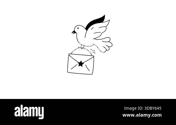 A dove carrying an envelope, symbolizing peaceful and heartfelt ...