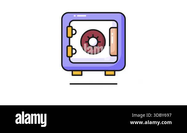 Bank vault for money saving, an icon animation of bank locker in ...
