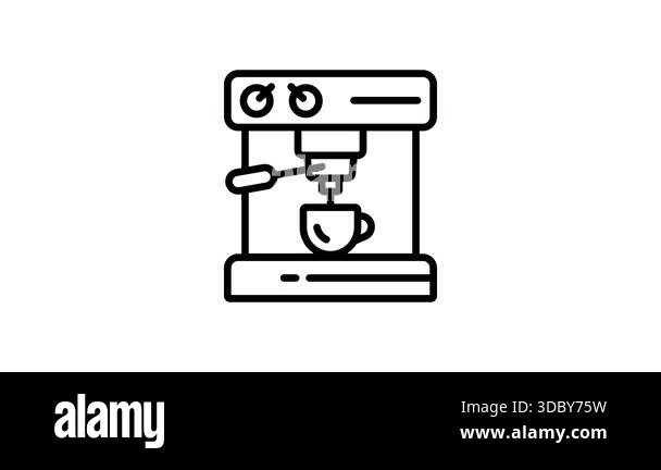 A coffee machine animated icon depicting an appliance that brews ...