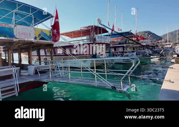 Istanbul, Turkey - 21 Nov 2025: Tourist boats and gulets docked at ...