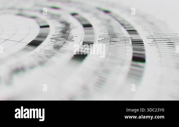 Closeup of Big Data complex round graph animation. Quantum computing ...