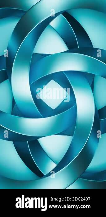 Abstract blue metallic infinity rings chain rotation. Never ending ...