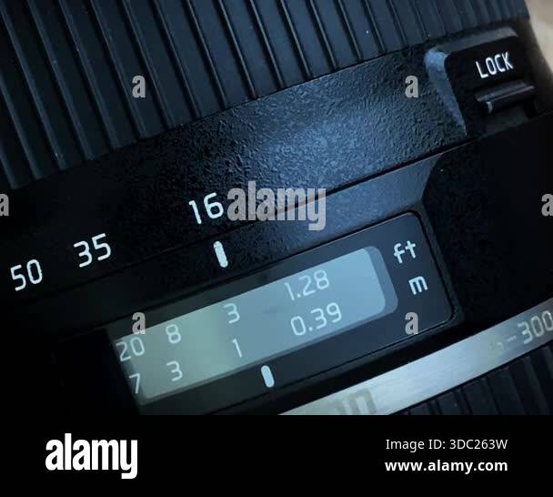 Closeup: Aperture ring changing on camera old Lens, adjusting F-Stop ...
