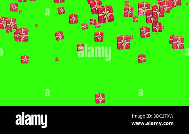 Gift box falling down on a Green background Stock Video Footage - Alamy