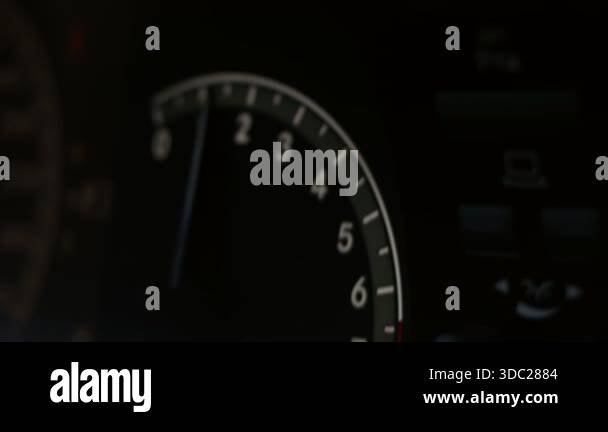 Dashboard with an engine speed dial and moving arrow, speed meter Stock ...