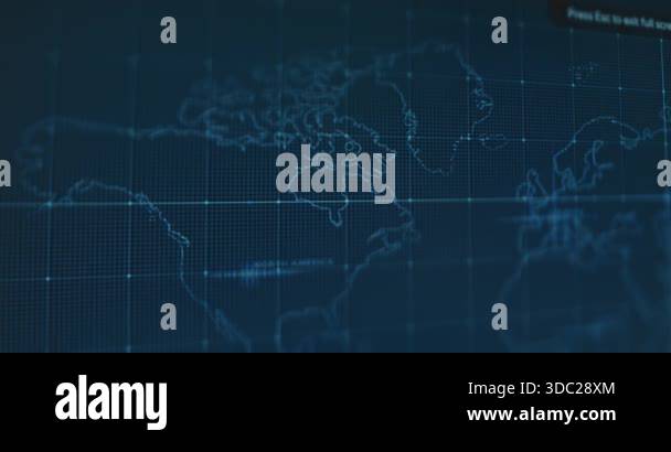 Digital world map with a grid overlay and lines of code Stock Video ...