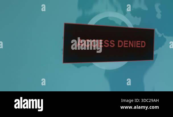 Access Denied message displayed over the world map Stock Video Footage ...