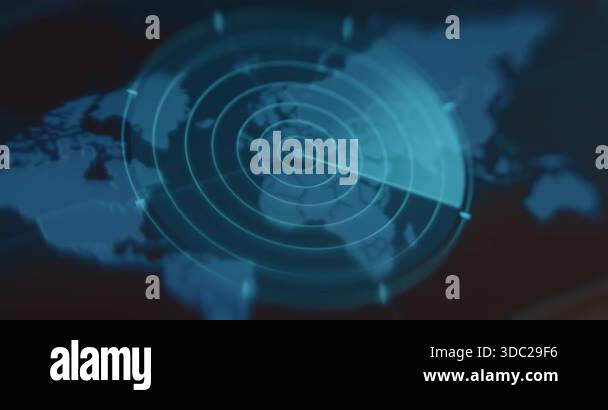 Radar system overlayed on the map of the world Stock Video Footage - Alamy
