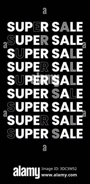 Super Sale Flicker Text Effect Animation on Black Background. 4K ...